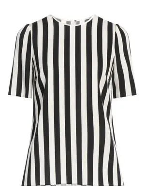 DOLCE & GABBANA Dolce & Gabbana Striped Crepe Short Sleeve Top