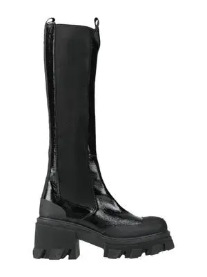GANNI Patent Leather Knee-high Boots With Block Heel - Black