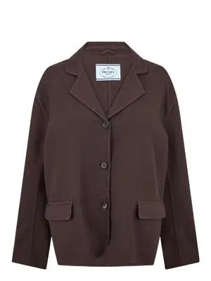 Prada Cotton Classic Collar Button Jacket - Ebano