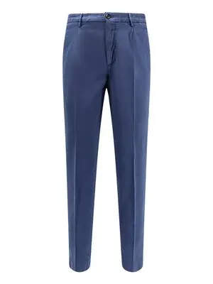 Incotex Pleated Cropped Trousers - Blue
