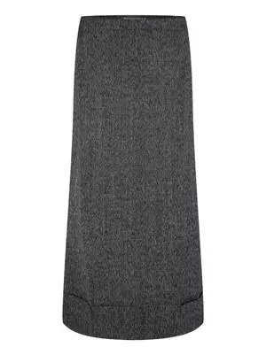 Prada Pleated Midi Skirt With Cuffed Hem - Nero