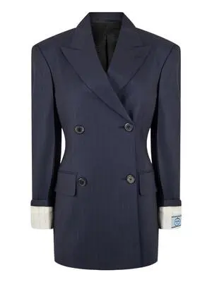 Prada Double Breasted Pinstripe Blazer - Black