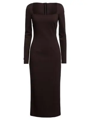 Dolce & Gabbana Fitted Jersey Dress With Square Neckline And Long Sleeves - Black