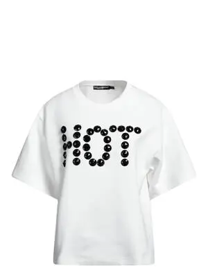 Dolce & Gabbana Embellished Crewneck Short Sleeve Top - White