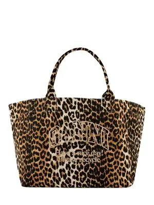 GANNI Logo Tote Bag - Black