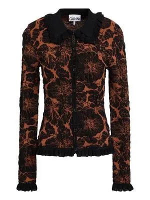 GANNI Ganni Floral Pattern Long Sleeve Button Up Blouse
