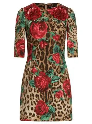 DOLCE & GABBANA Dolce & Gabbana Floral Leopard Print Mini Dress