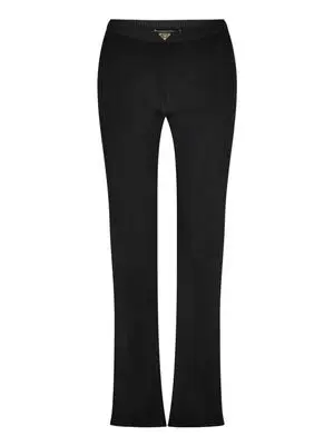 Prada Logo Belted Flare Track Pants - Black
