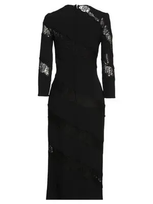 Dolce & Gabbana Lace Trimmed Crepe Dress - Black