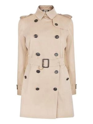 Burberry Check Trench Coat - Nude
