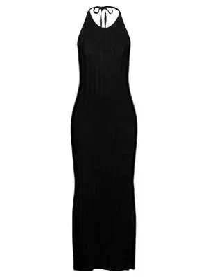 GANNI Sleeveless Halterneck Maxi Dress With Pocket - Black