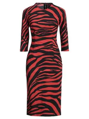 Dolce & Gabbana Zebra Print Crepe Midi Dress - Black