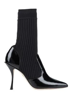 Dolce & Gabbana Patent Leather Sock Ankle Boots - Black