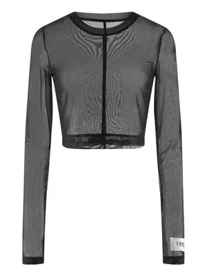 Dolce & Gabbana Long Sleeve Mesh Crewneck Top - Black