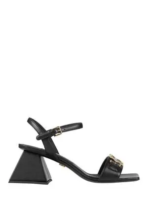 Dolce & Gabbana Square Toe Geometric Heel Sandals - Black