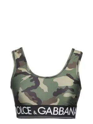 Dolce & Gabbana Camouflage Print Sleeveless Crewneck Sports Top - Black