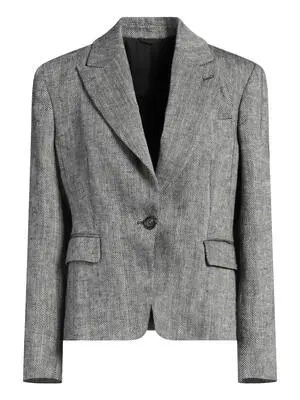 Brunello Cucinelli Single-breasted Herringbone Linen Blazer - Gray