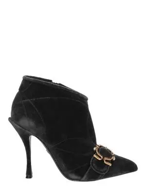 Dolce & Gabbana Pointed-toe Suede Ankle Boots With Buckle Detail - Black