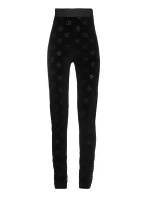 DOLCE & GABBANA Dolce & Gabbana Velvet Logo Print Pants