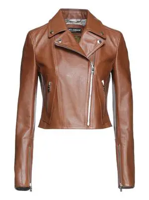 Dolce & Gabbana Leather Moto Jacket - Brown