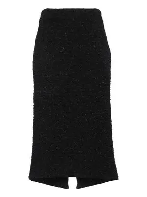 Balenciaga Tweed Pencil Skirt With Front Slit - Black