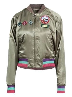 DIESEL® Satin Bomber Jacket With Patches - Gray