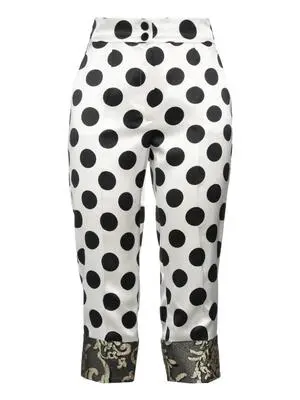 Dolce & Gabbana Polka Dot Satin Casual Pants - White