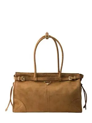 Prada Bonnie Large Suede Handbag - Cinnamon