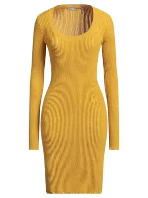 Burberry Fitted Ribbed Knit Dress - Yellow