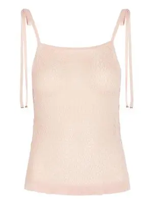 GANNI Ganni Pointelle Knit Top With Adjustable Straps Nude