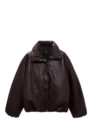 ANINE BING Leather Padded Jacket - Deep Brown