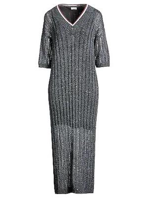 Brunello Cucinelli Ribbed-knit V-neck Sequin Midi Dress - Gray