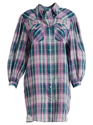 Isabel Marant Étoile Plaid Long Sleeve Shirt Dress - Gray