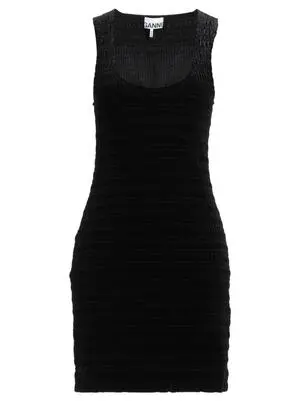 GANNI Sleeveless Scoop Neck Mini Dress - Black