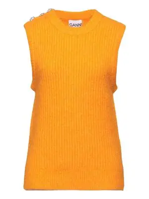 GANNI Ganni Sleeveless Crewneck Jumper With Crystal Embellishments