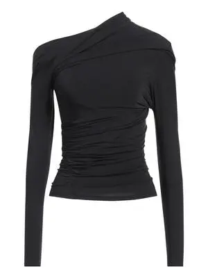 Balenciaga Off-the-shoulder Long Sleeve Jersey Top - Black