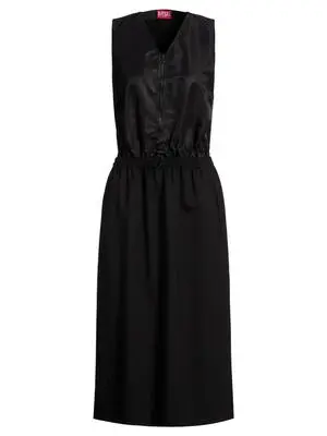 DIESEL® Sleeveless V-neck Zip-up Dress With Slit Pockets - Black