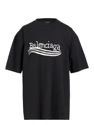 Balenciaga Printed Crew Neck Short-sleeve T-shirt - Black