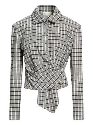 Tory Burch Plaid Long Sleeve Shirt - Gray