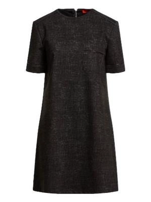 MAXCO. Max&co. Short-sleeve Crewneck Dress With Chest Pocket - Black