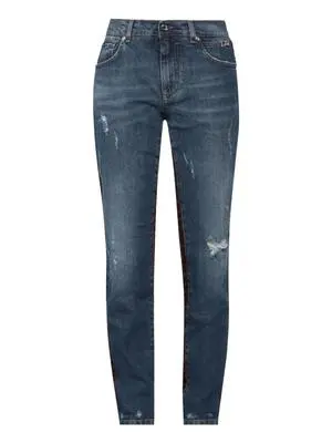 Dolce & Gabbana Plaid Straight-leg Jeans - Blue