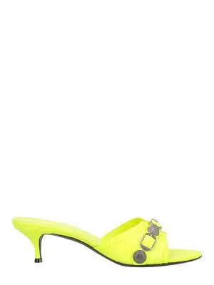 Balenciaga Open-toe High-heeled Leather Sandals With Decorative Strap - Yellow