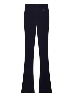 COURREGES Ribbed Flared-leg Trousers With Ac Logo - Black