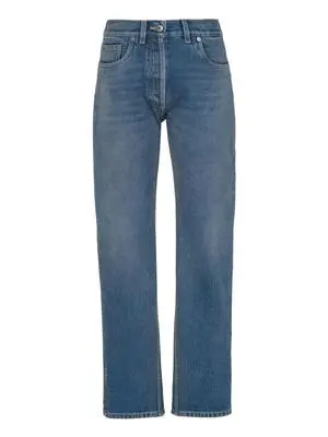 Prada Logo Plaque Mid-rise Straight-leg Jeans - Medium Blue