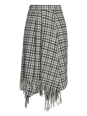 BRUNELLO CUCINELLI Brunello Cucinelli Checked Midi Skirt With Fringe Detail