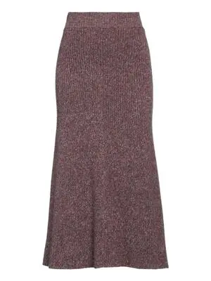 Chloé Ribbed Knit A-line Midi Skirt - Brown