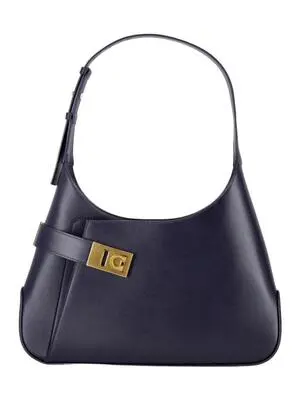 FERRAGAMO Gancini Buckle Hobo Shoulder Bag - Black