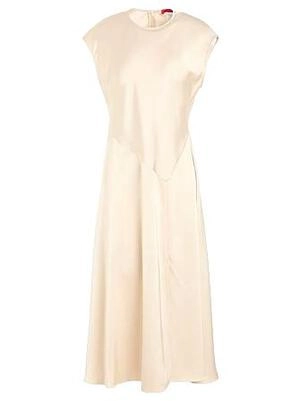 MAXCO. Max&co. Satin Dress With Crewneck And Short Sleeves - Nude