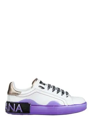 Dolce & Gabbana Low-top Metallic Leather Sneakers - White