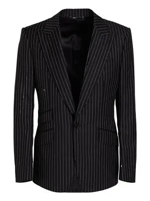 Dolce & Gabbana Single-breasted Pinstriped Blazer - Black